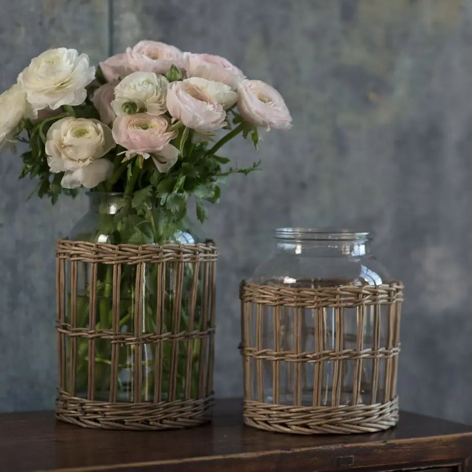 Glass and Woven Willow Canister-small – The Black Brick Co, LLC