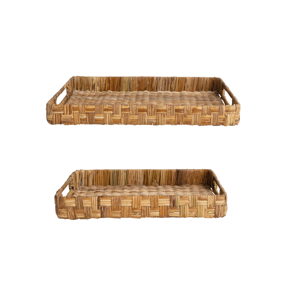 Small Decorative Hand-Woven Rattan Tray w/ Handles – The Black Brick Co ...